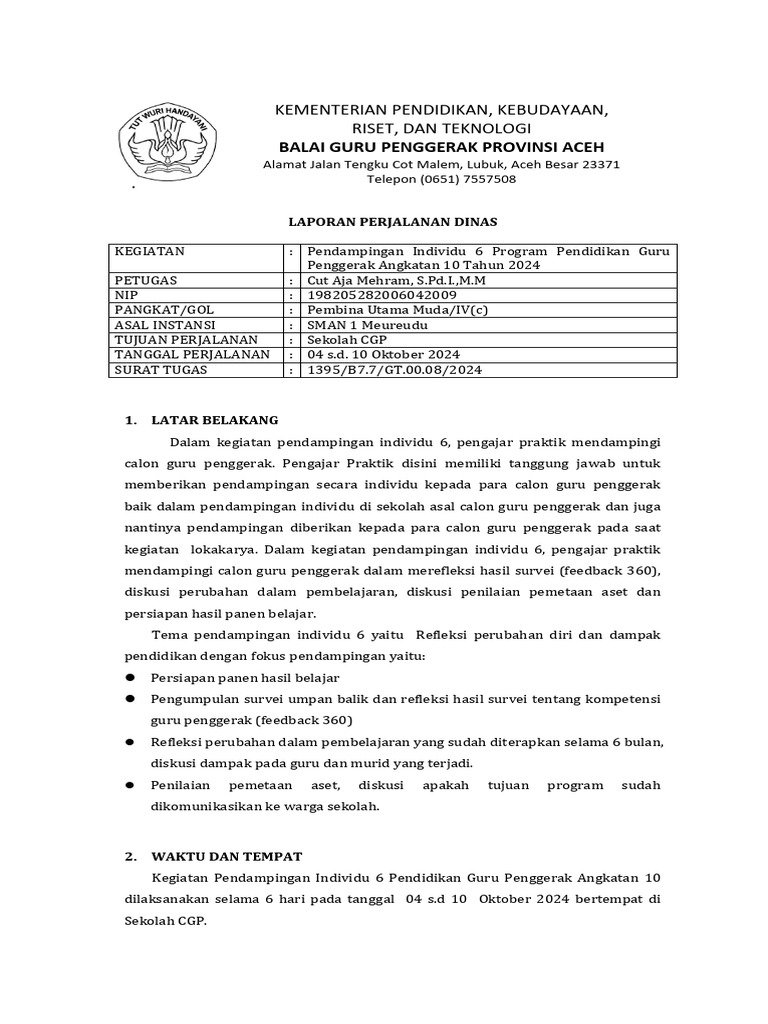 Format Laporan Perjadin. Siddiq | PDF | Karier & Perkembangan