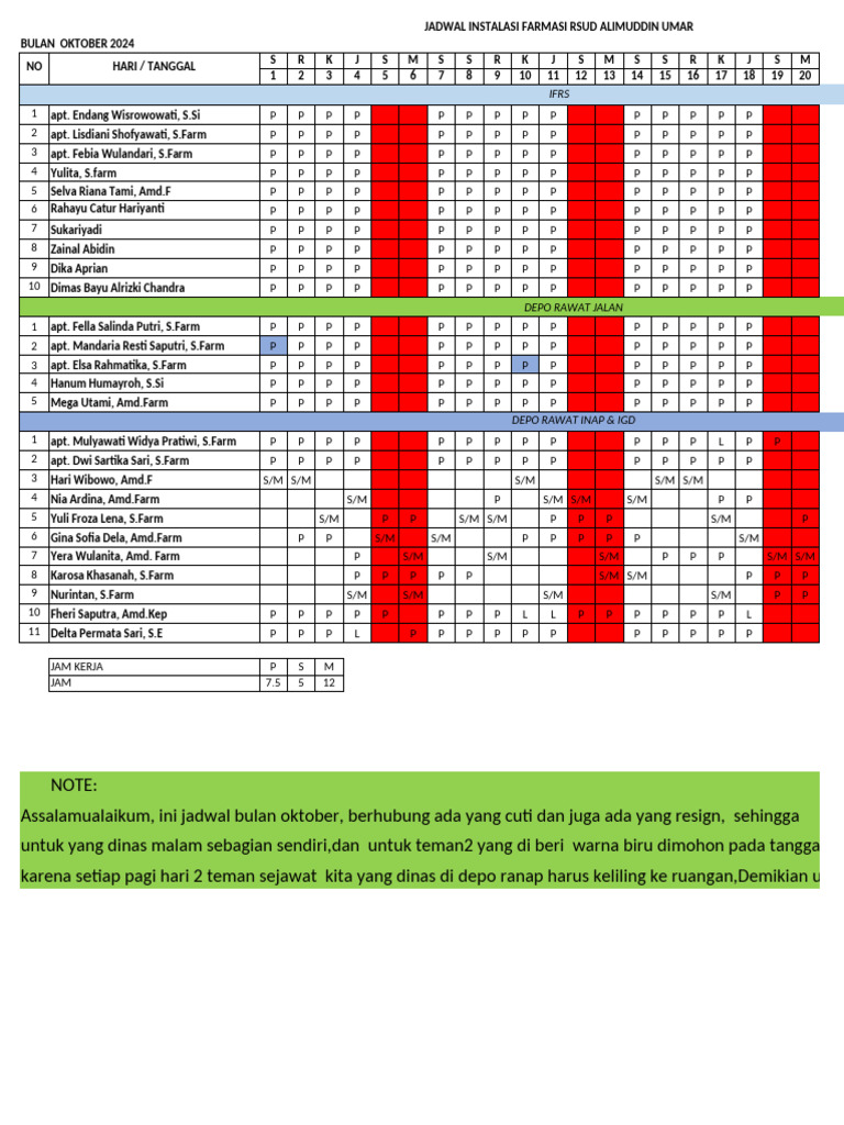 Jadwal Oktober 2024 | PDF