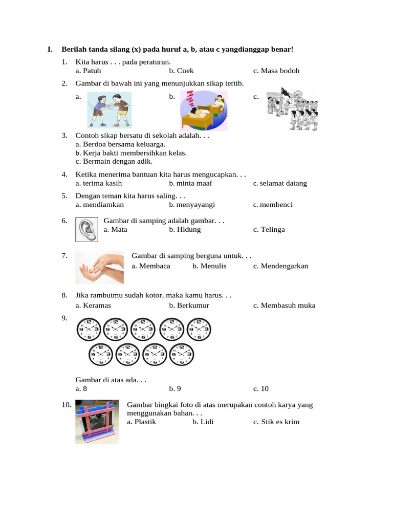 Soal PTS1 Tema1 2019-2020 | PDF