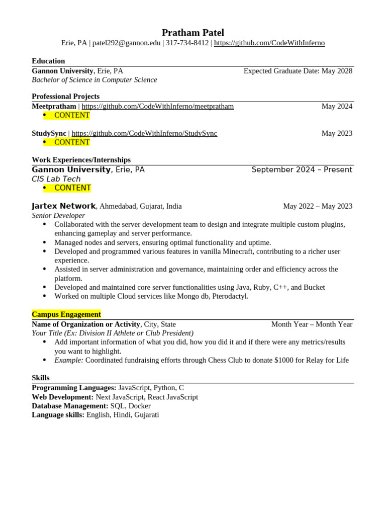 Pratham Patel Resume 9.6.24 | PDF Pratham Patel Resume 9.6.24 | PDF