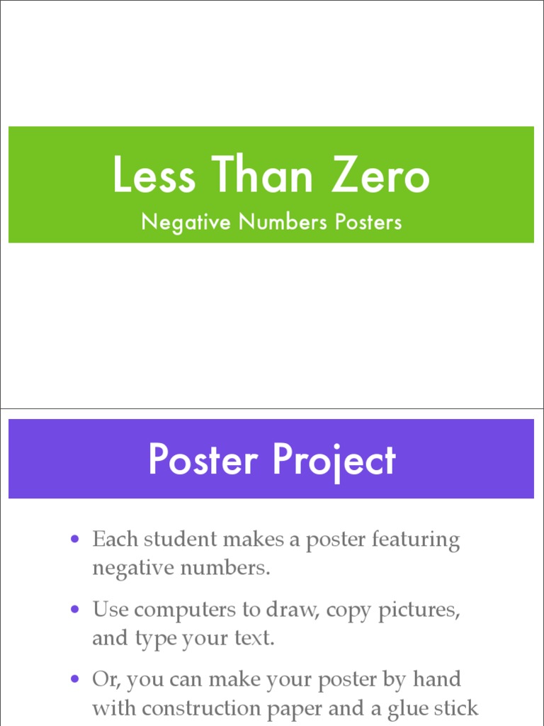 7th Poster Project Negative Numbers | PDF | Elementary Mathematics ...