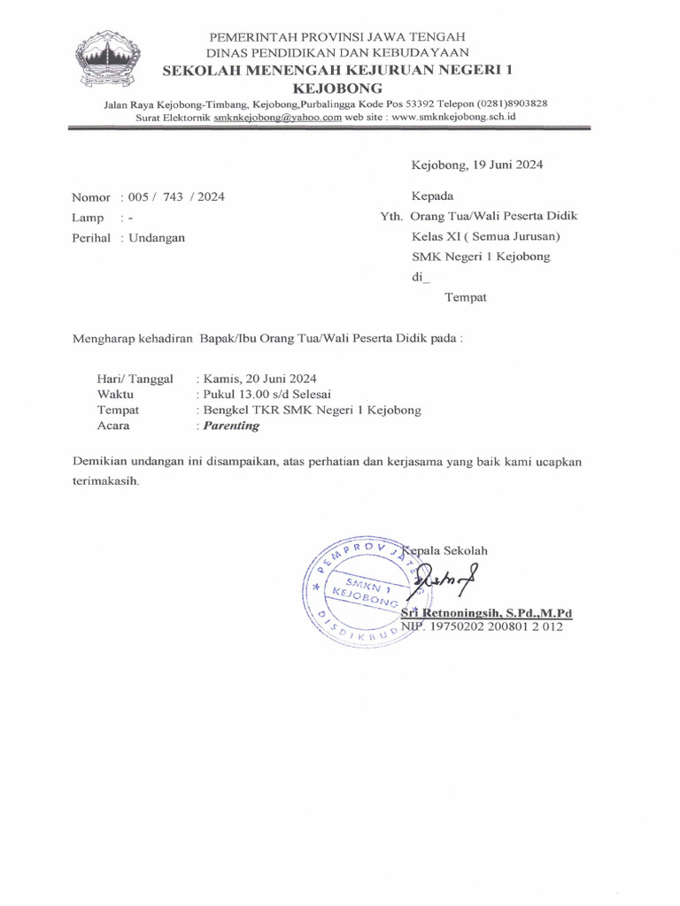 Undangan Parenting Xi | PDF