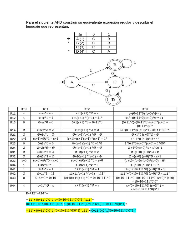 Ejemplo Construcción ER para AFD | PDF | Métodos y materiales de enseñanza