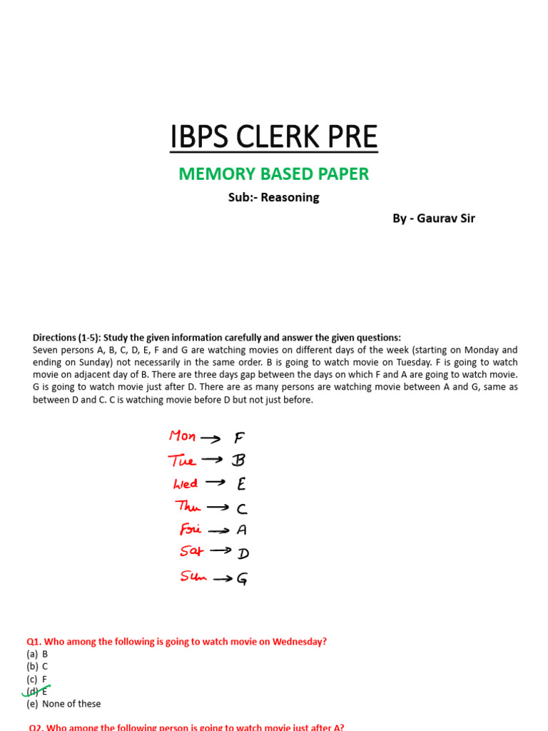 Ibps Clerk Pre - Solutions | PDF | English Language | Alphabet