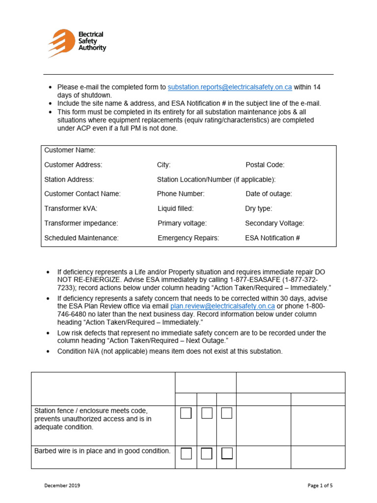 Substation_Maintenance_Condition_Report_Dec.2019 | PDF | Electrical Substation | Transformer