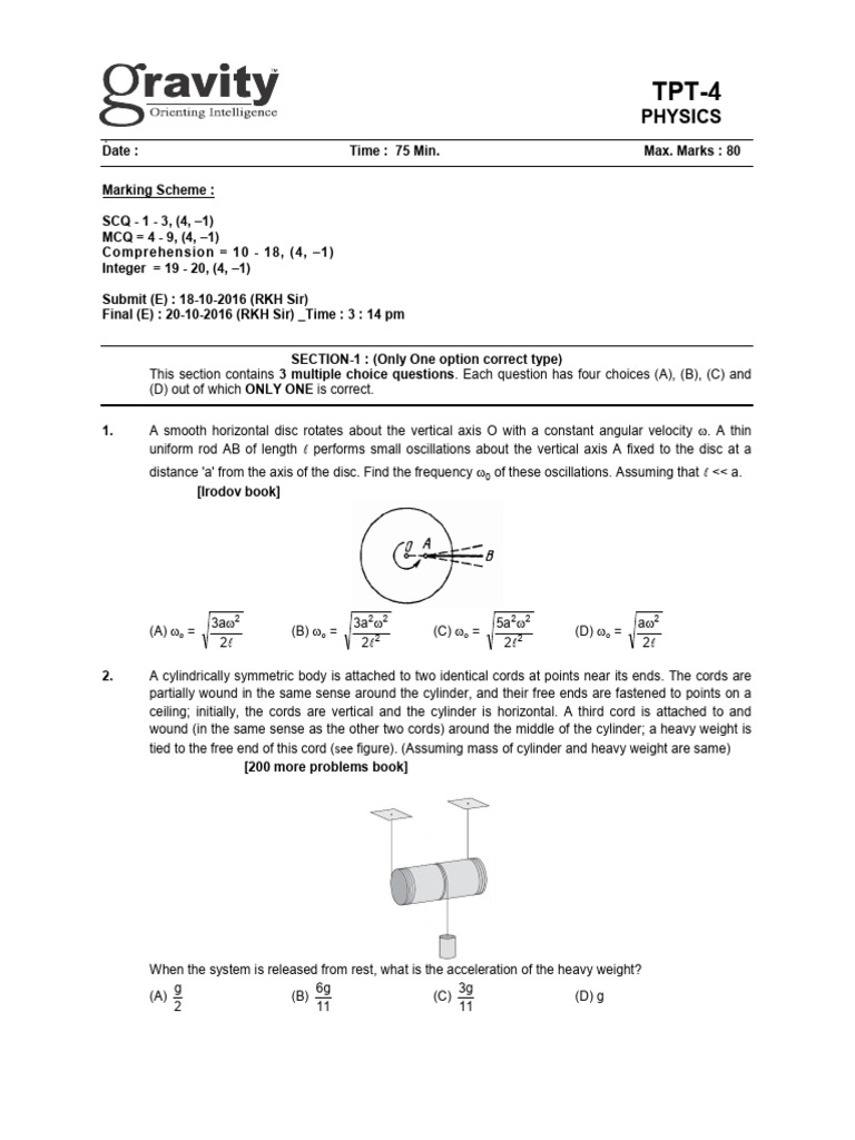 TPT-4 Paper | PDF | Rotation | Physical Quantities