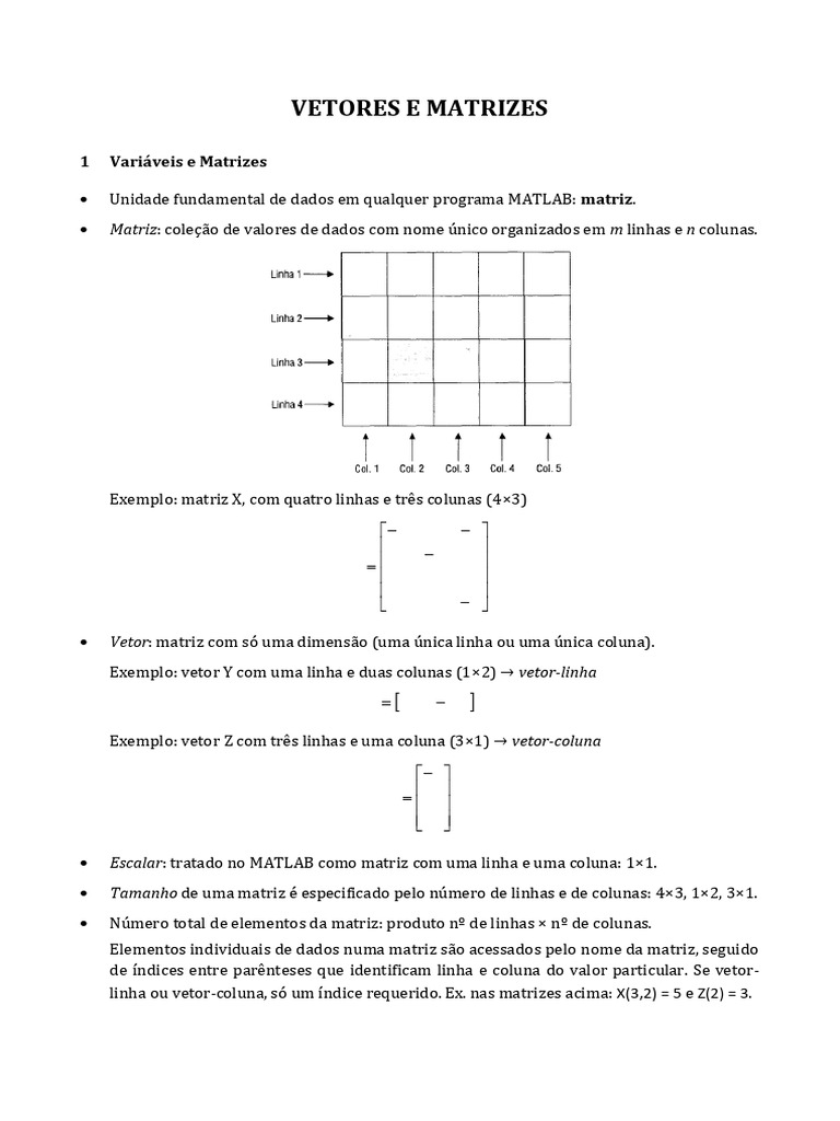 Introdução À Computação - Vetores e Matrizes | PDF | Matriz (Matemática ... Introdução À Computação - Vetores e Matrizes | PDF | Matriz (Matemática ...