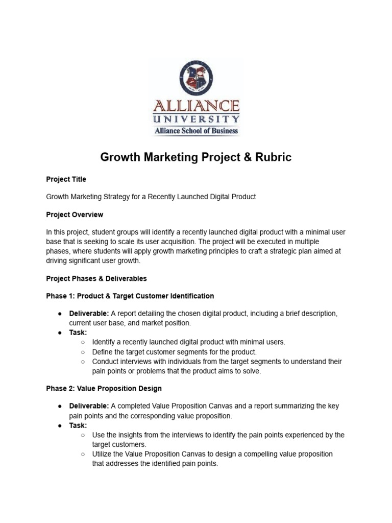 Growth Marketing Project & Rubric | PDF | Marketing | Experiment