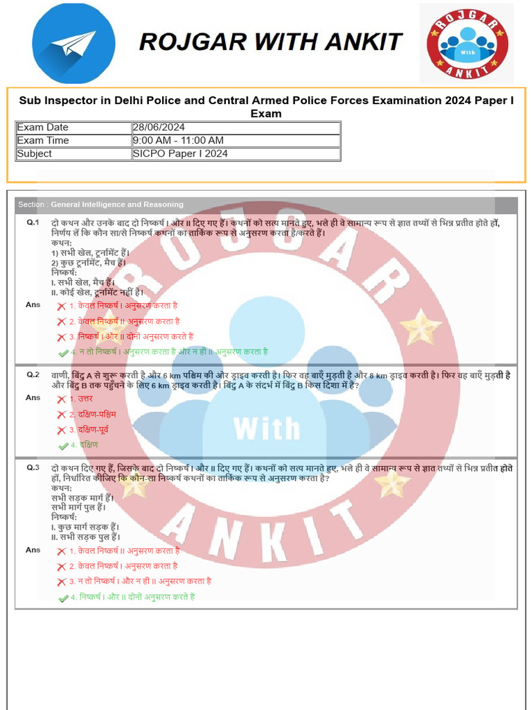 Sub Inspector in Delhi Police and Central Armed Police Forces ...