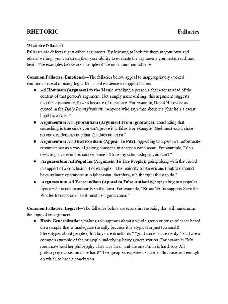 fallacies_copy | PDF | Fallacy | Argument
