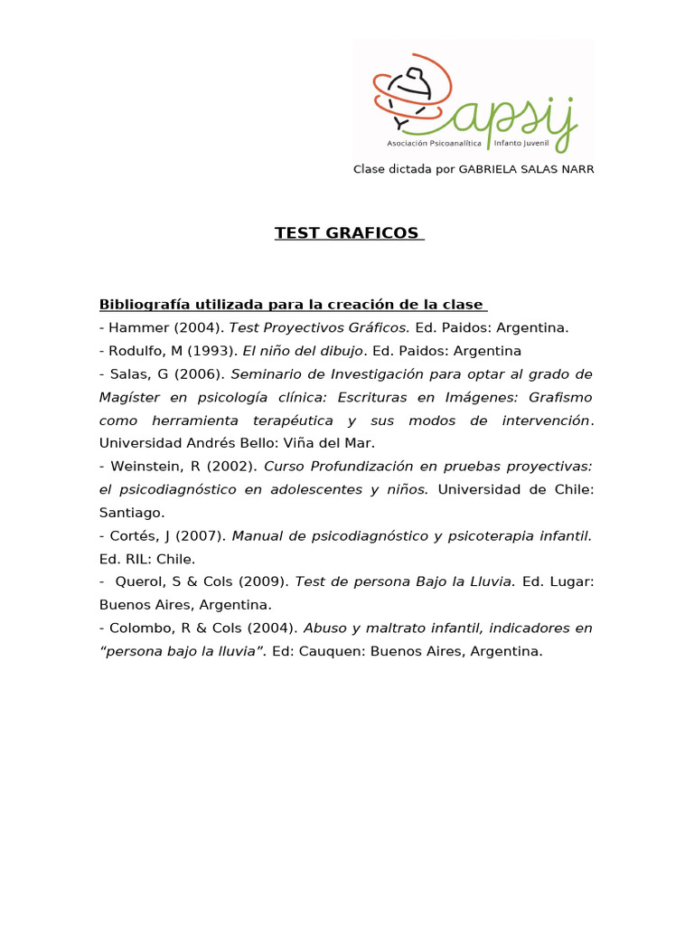 Test Gráficos en Psicodiagnóstico Infantil | PDF | Abuso infantil ...