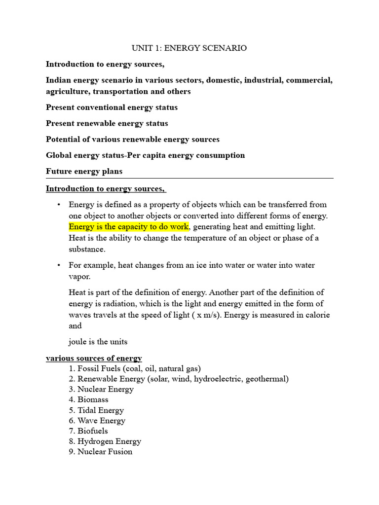 Ret Unit 1 Notes Pdf Energy Development Renewable Energy