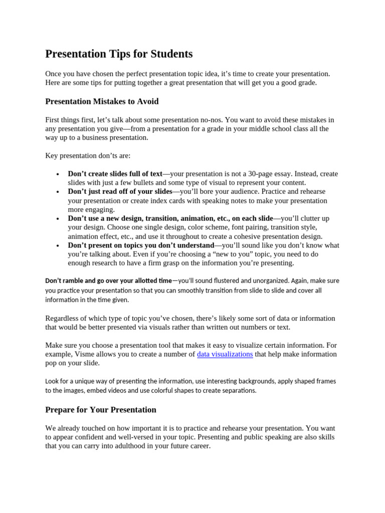 Essential Presentation Tips for Students | PDF | Human Communication