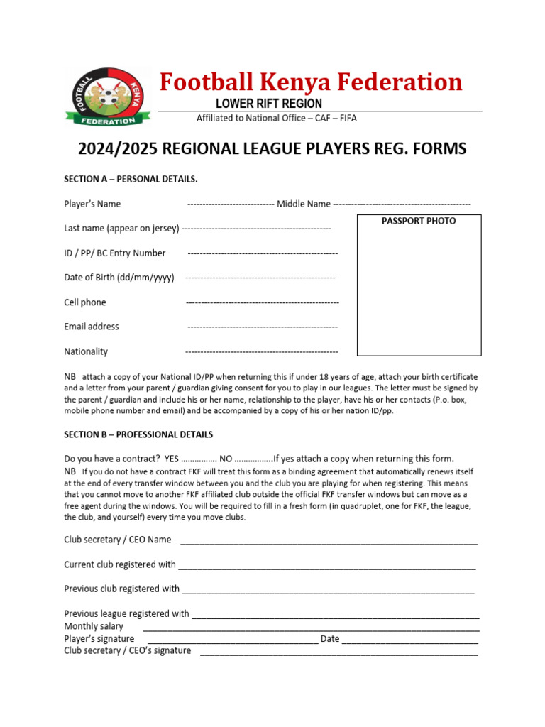 Players Registration Form | PDF | Justice | Crime & Violence