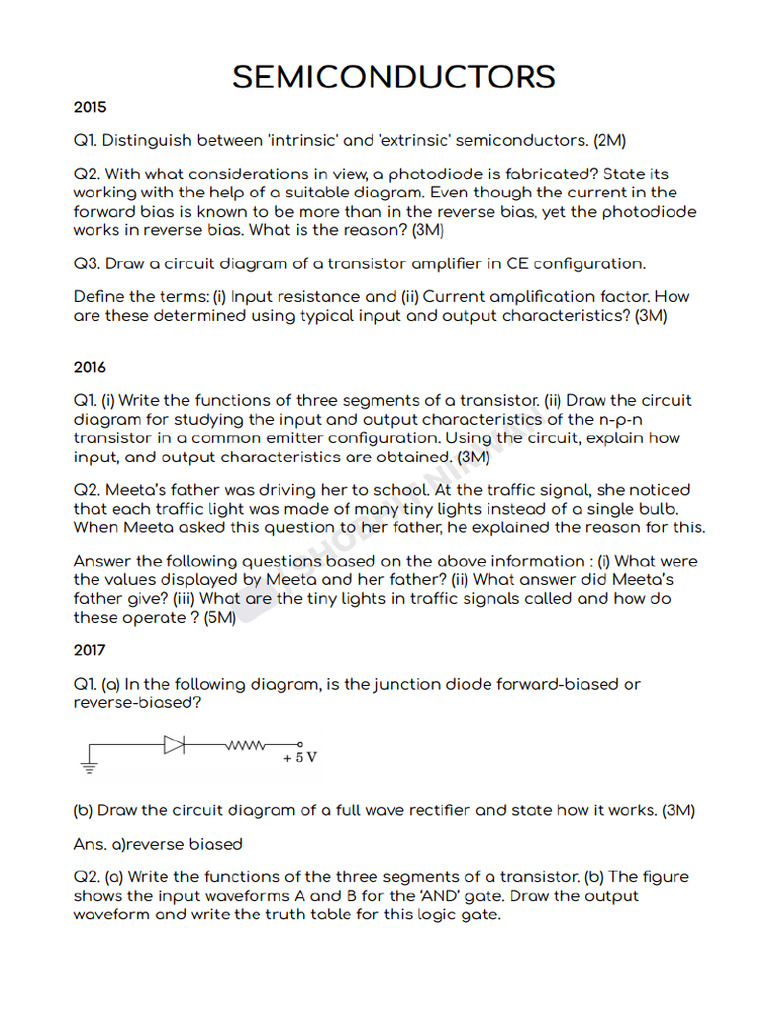 Class 12 PYQ Ch14 Semiconductor | PDF