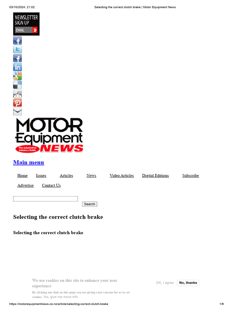 Selecting The Correct Clutch Brake - Motor Equipment News | PDF | Truck | Clutch