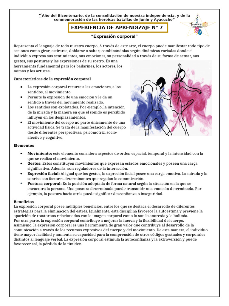 Ficha de Expresion Corporal 2024 | PDF | Las emociones | Lenguaje corporal