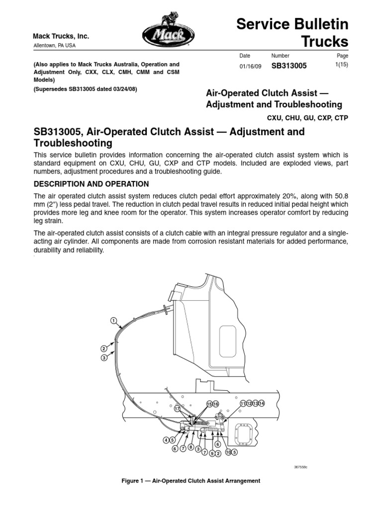 Mack Truck SB313005 Air Operated Clutch Assist Adjustment ...