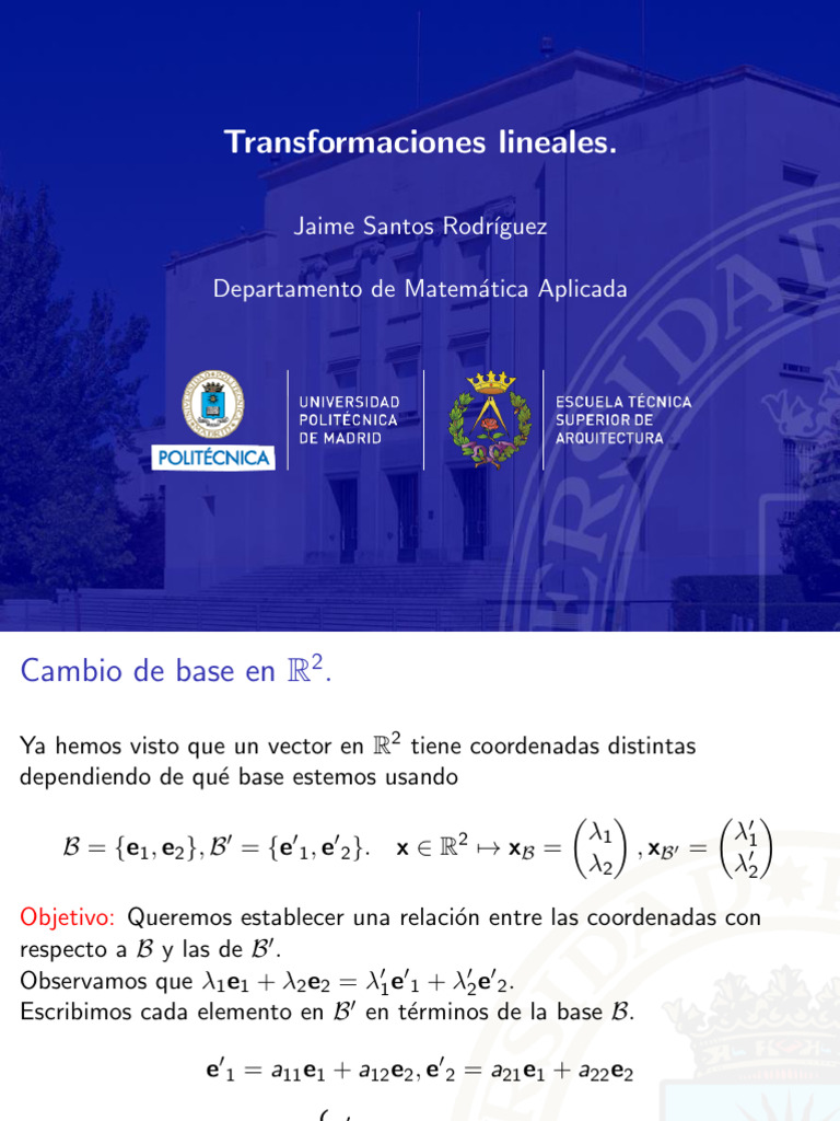 Transformaciones y Bases Vectoriales | PDF | Mapa lineal | Vector Euclidiano