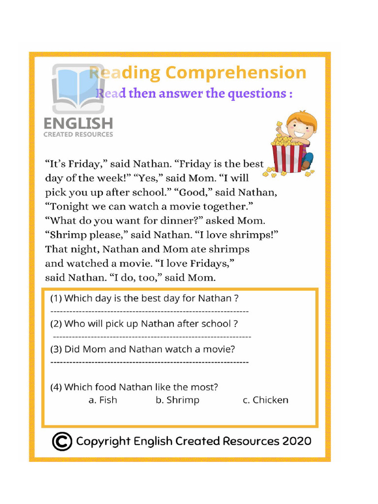 simple reading comprehensions 1 | PDF