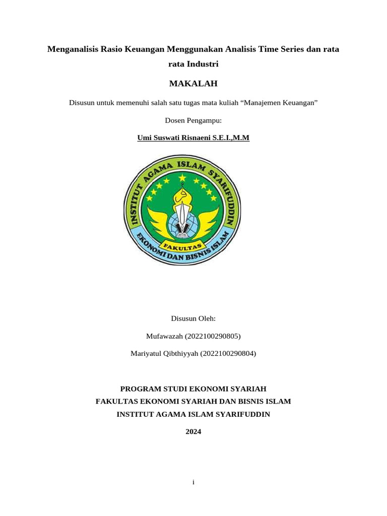 Menganalisis Rasio Keuangan Menggunakan Analisis Time Series Dan Rata ...