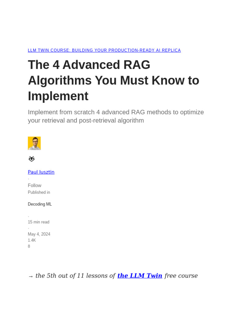 LLM TWIN COURSE | PDF | Information Retrieval | Tag (Metadata)