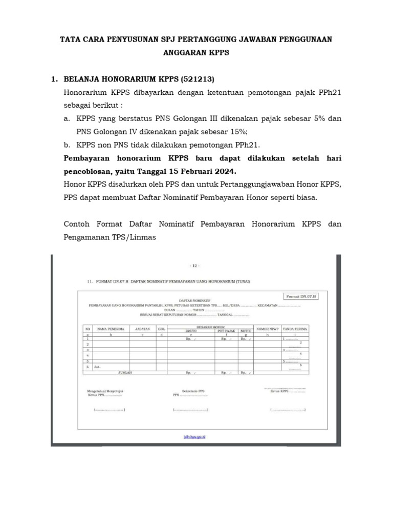 FORMAT SPJ KPPS Umum | PDF