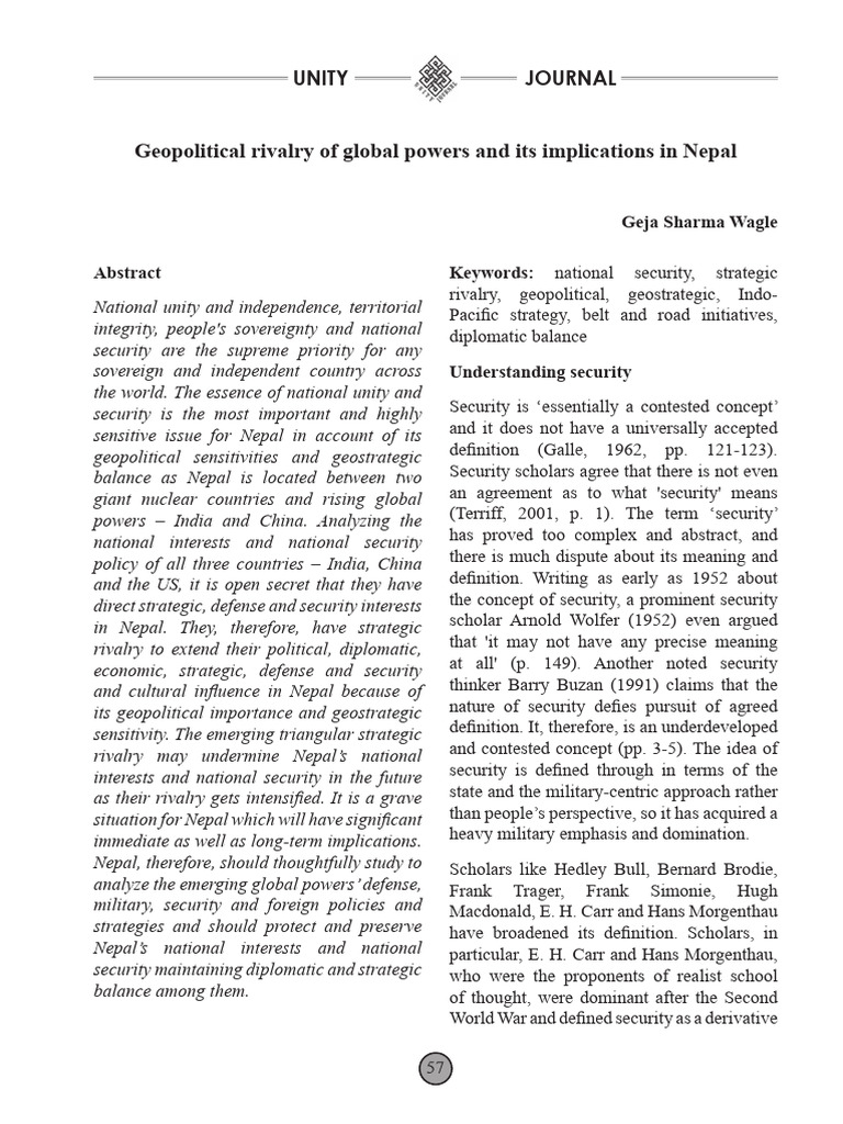 Geopolitical Rivalry of Global Powers An | PDF | Geopolitics | Nepal