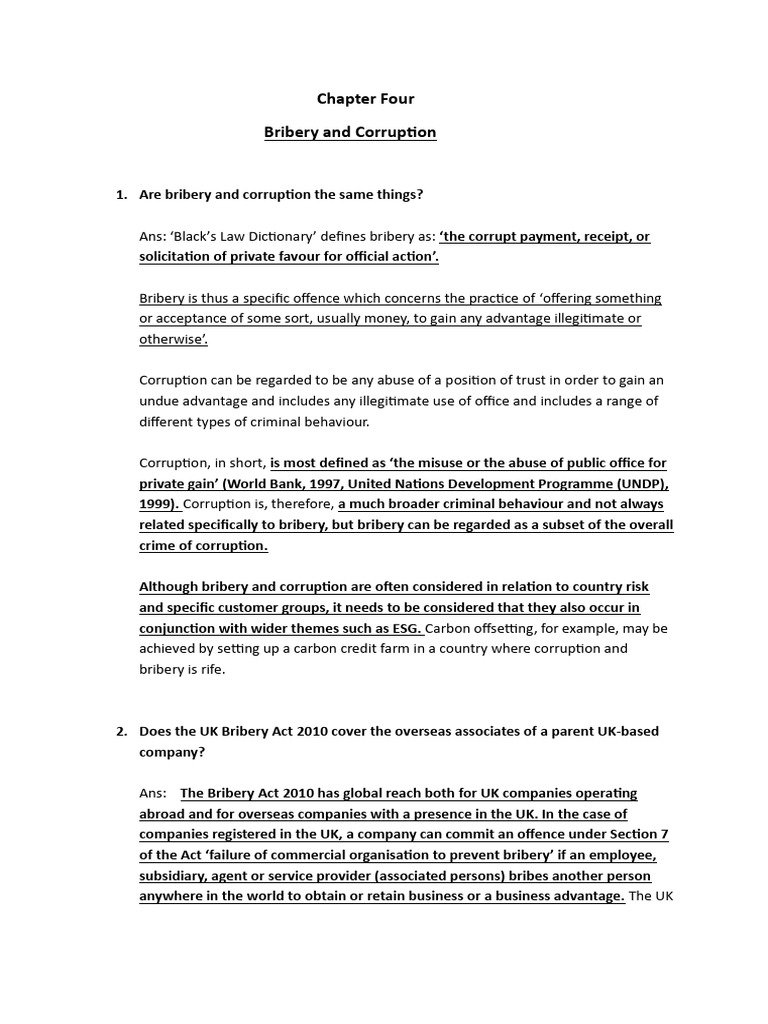 Chapter Four | PDF | Bribery | Corruption