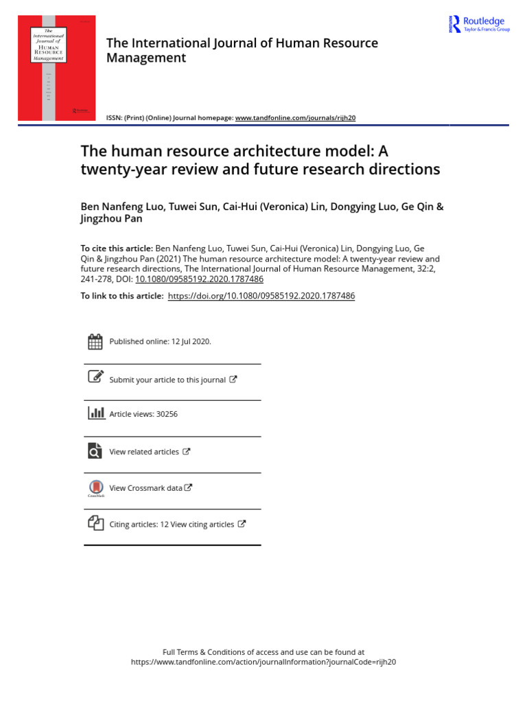 HR Architecture Model: 20-Year Review | PDF | Human Resource Management ...
