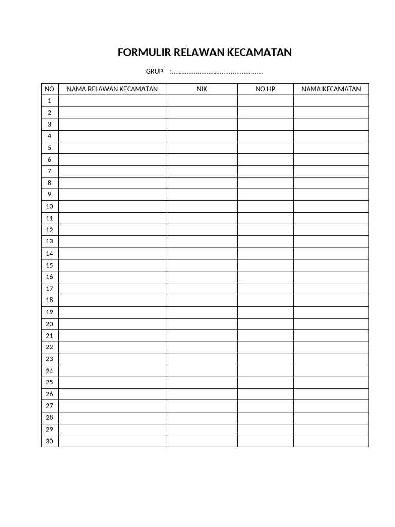 Formulir Relawan Kota Medan | PDF | Bisnis | Komputer