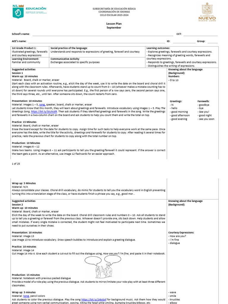 1st_Grade_Lesson_Plan | PDF | Human Communication | Linguistics
