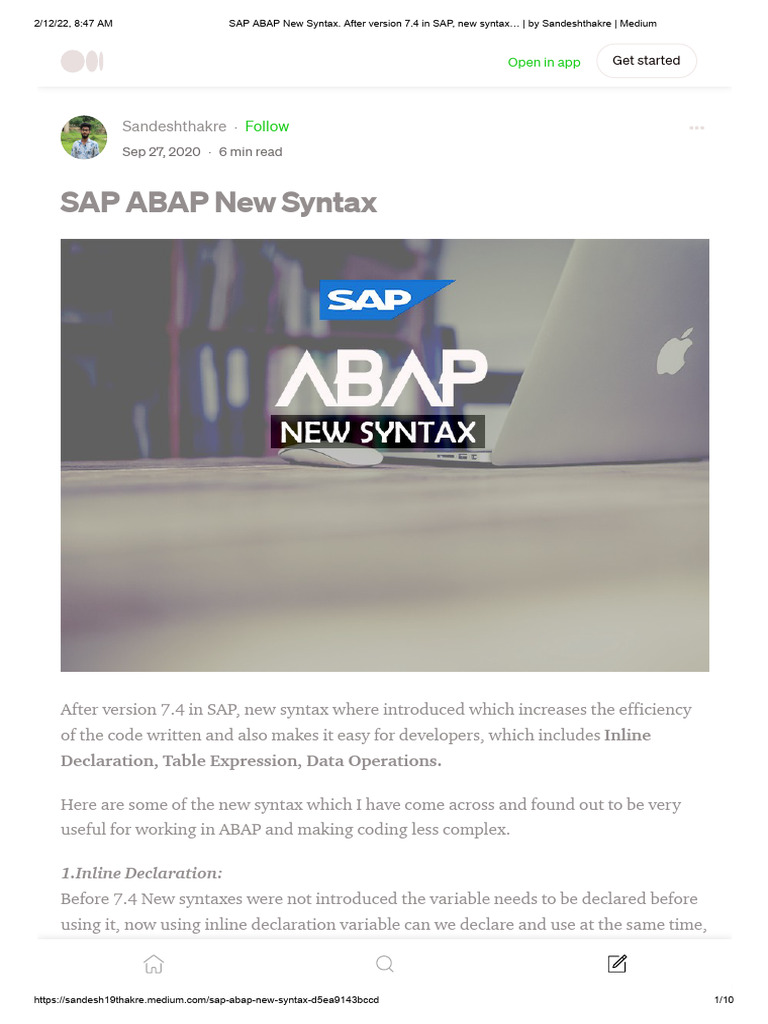 Sap Abap New Syntax Pdf Computing Software Engineering