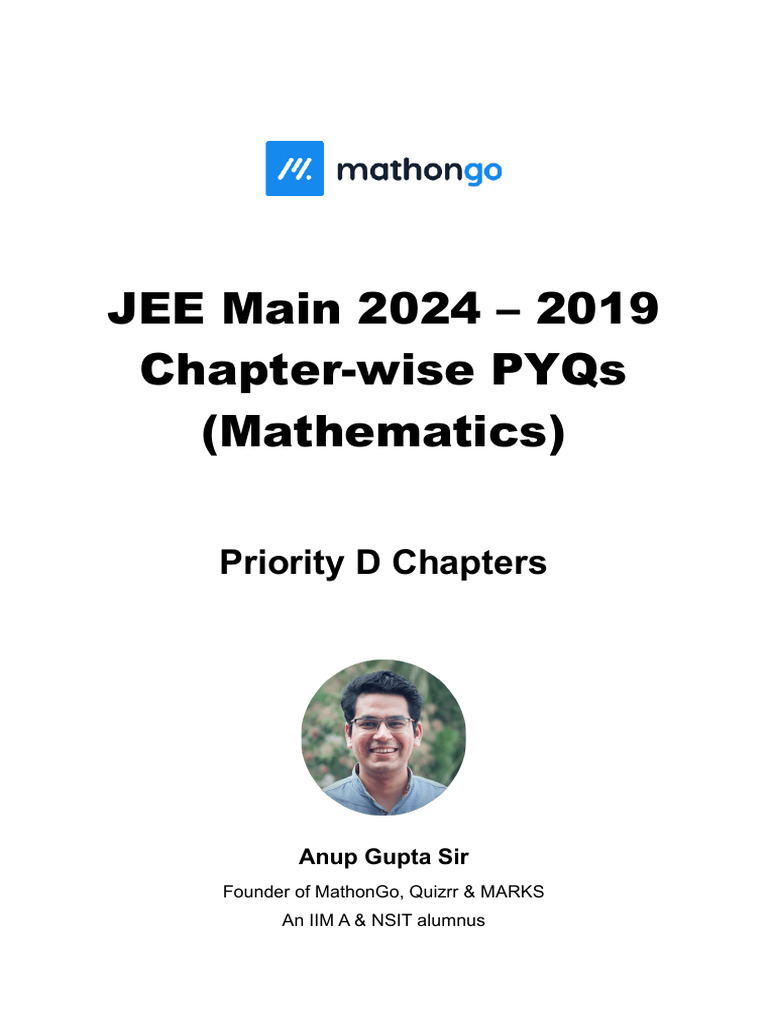 Math - Priority D Chapters PYQs (JEE Main 2024 - 2019) - MathonGo | PDF | Ellipse | Elementary ...