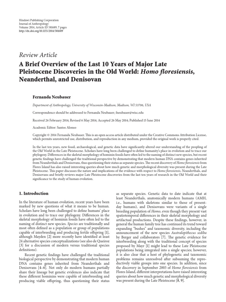 A Brief Overview of The Last 10 Years of | PDF | Homo | Neanderthal