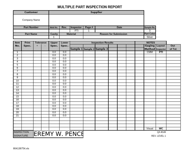 Dimensional Layout Template | PDF