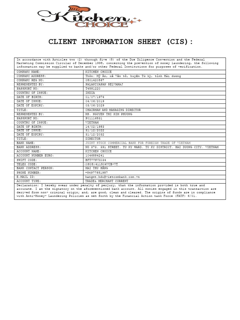 Kitchen Client_Information_Sheet_(CIS)[1] | PDF