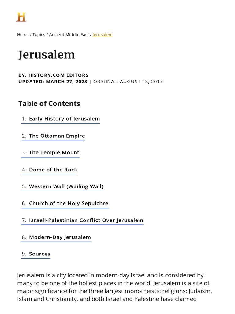 Jerusalem Location, Capital & Israel - HISTORY | PDF | Temple Mount ...