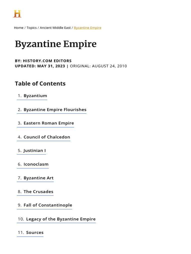 Byzantine Empire - Definition, Religion & Byzantium - HISTORY | PDF ...