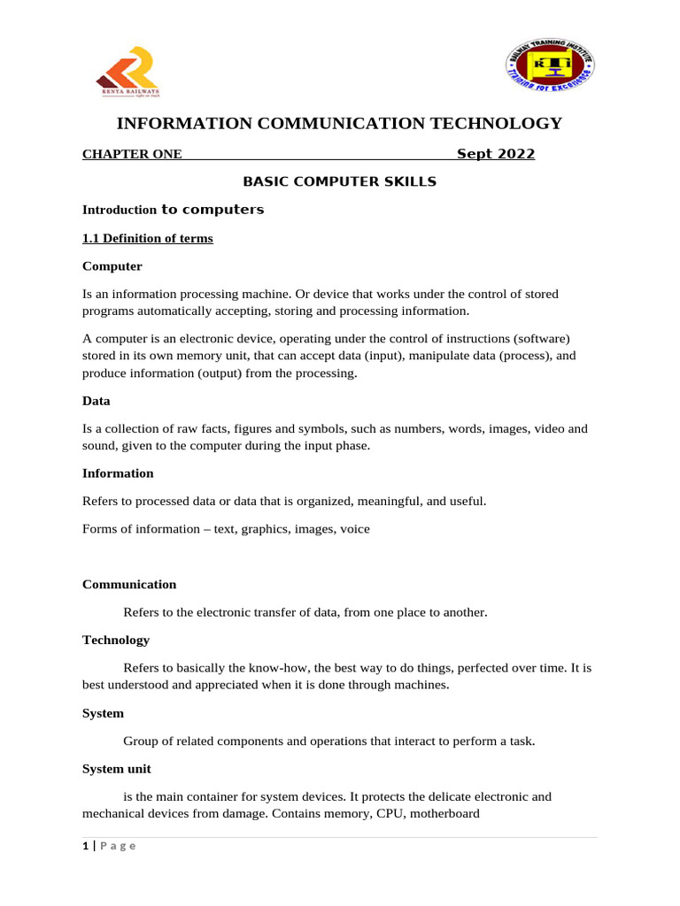 Chapter 1 Introduction To Computers | PDF | Integrated Circuit | Computer Data Storage
