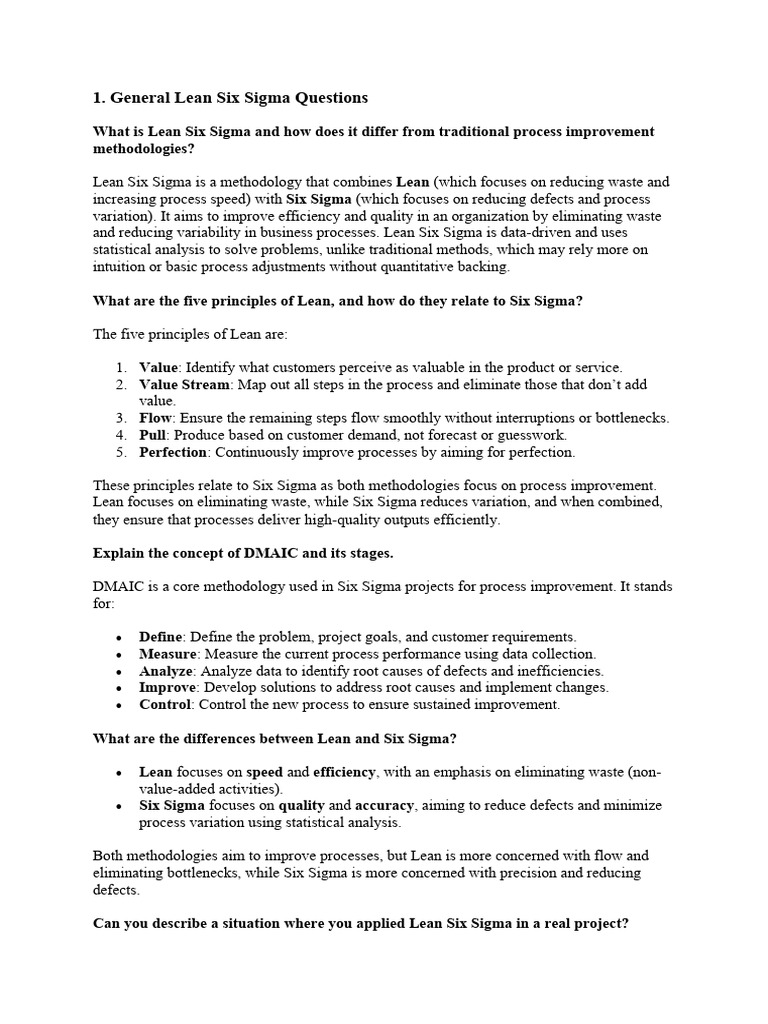 6 sigma notes | PDF | Six Sigma | Lean Manufacturing