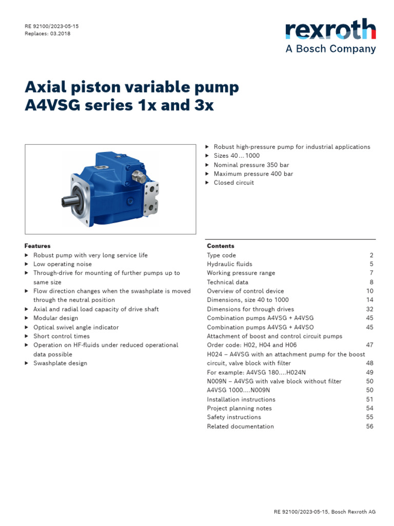 A4VSG | PDF | Pump | Machines