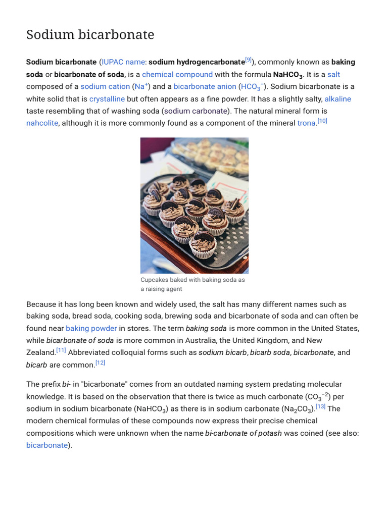 Sodium Bicarbonate: Uses and History | PDF | Sodium Bicarbonate ...