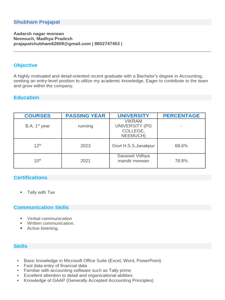 Shubham Resume | PDF | Business