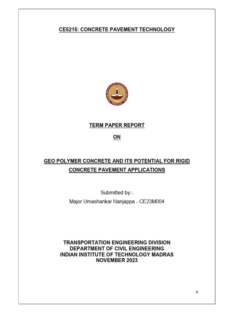 CPT Term Paper CE23m004 | PDF | Concrete | Cement