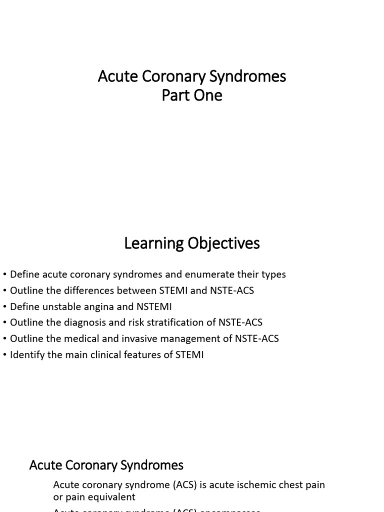 L4-Acute Coronary Syndrome - Part One | PDF | Myocardial Infarction ...
