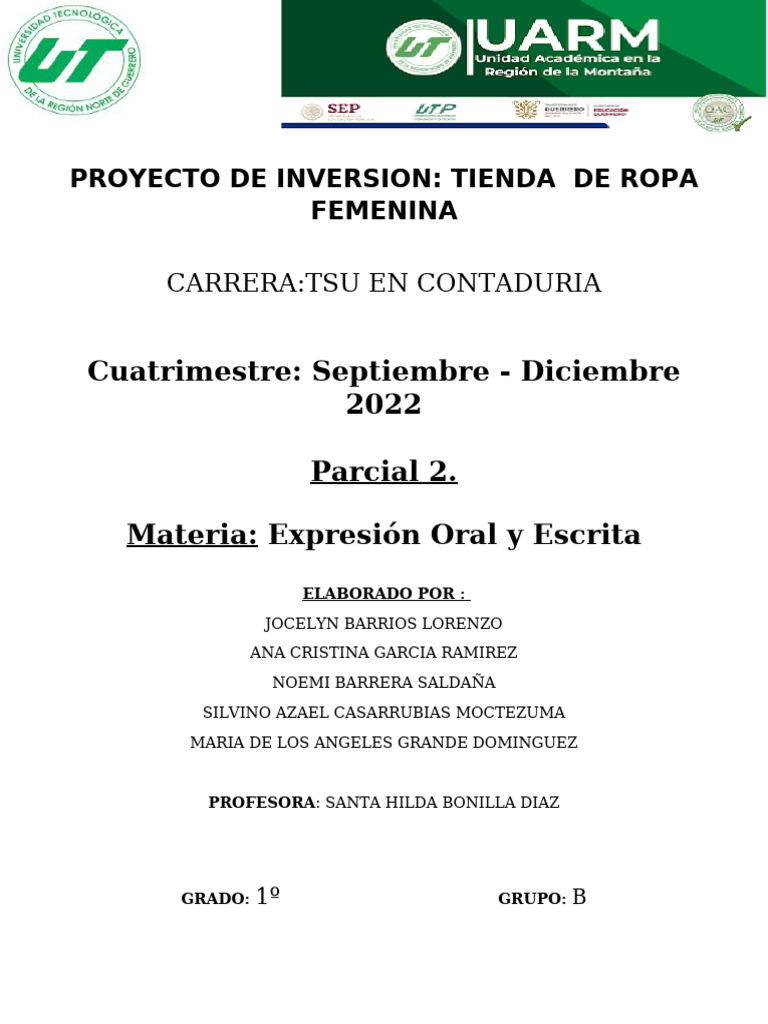 Proyecto de Inversion de Ropa | PDF | Mercado (economía) | Business