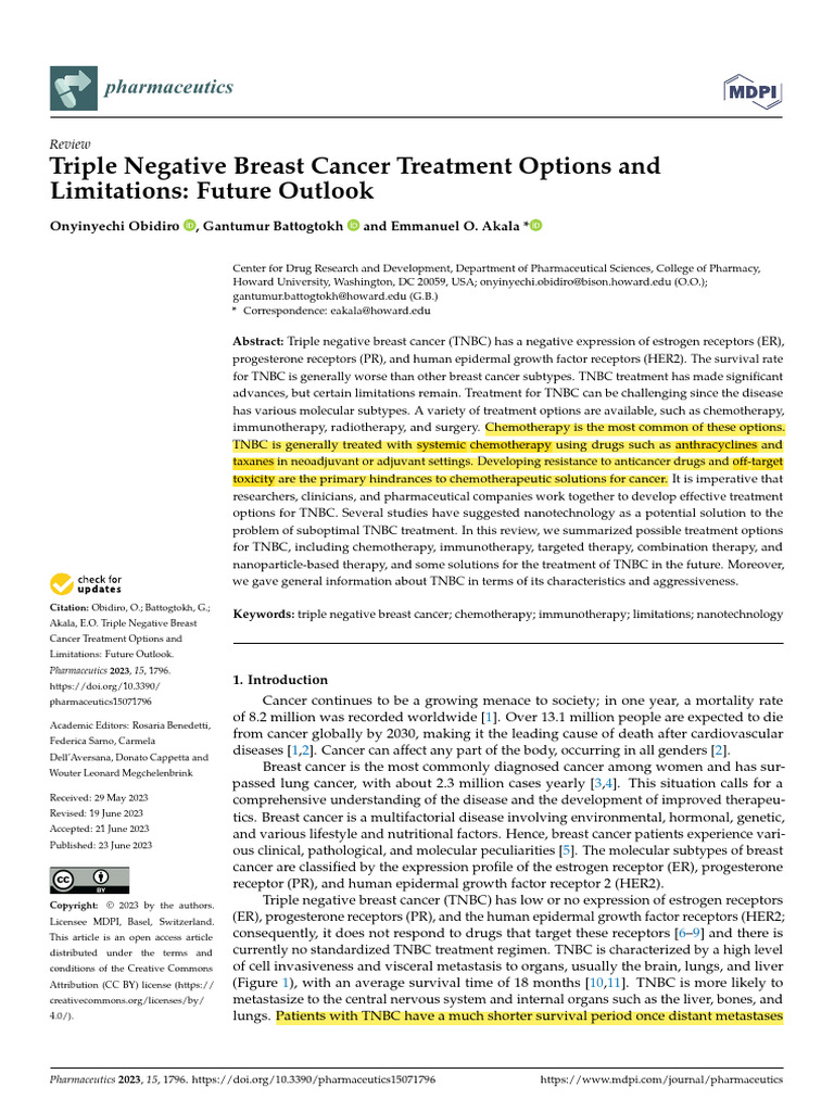 Triple Negative Breast Cancer Treatment Options and Future Outlook ...