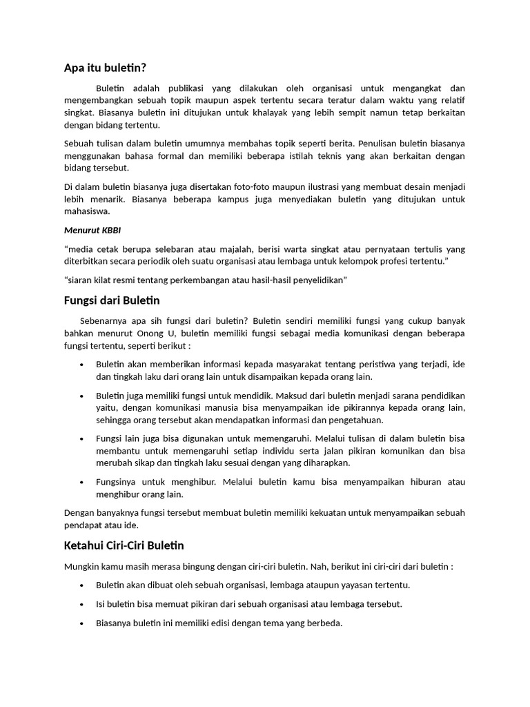 Pengertian dan Fungsi Buletin | PDF