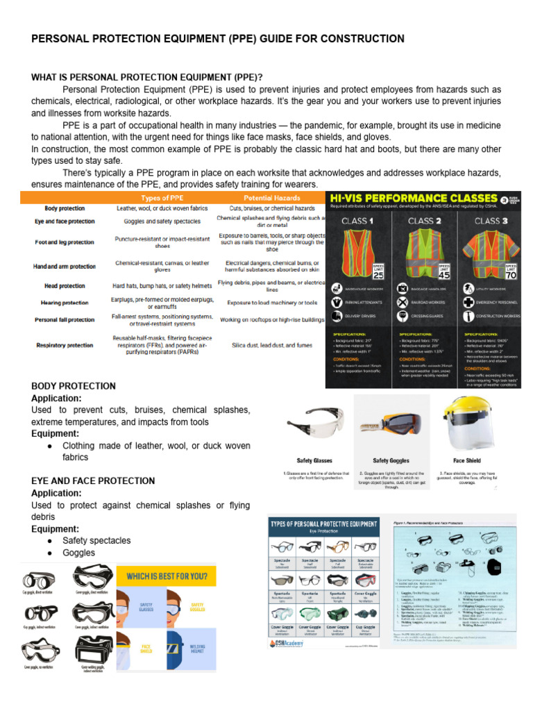 Essential PPE Guide for Construction Safety | PDF | Personal Protective ...